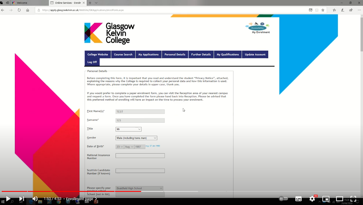 Enrolment - Glasgow Kelvin College